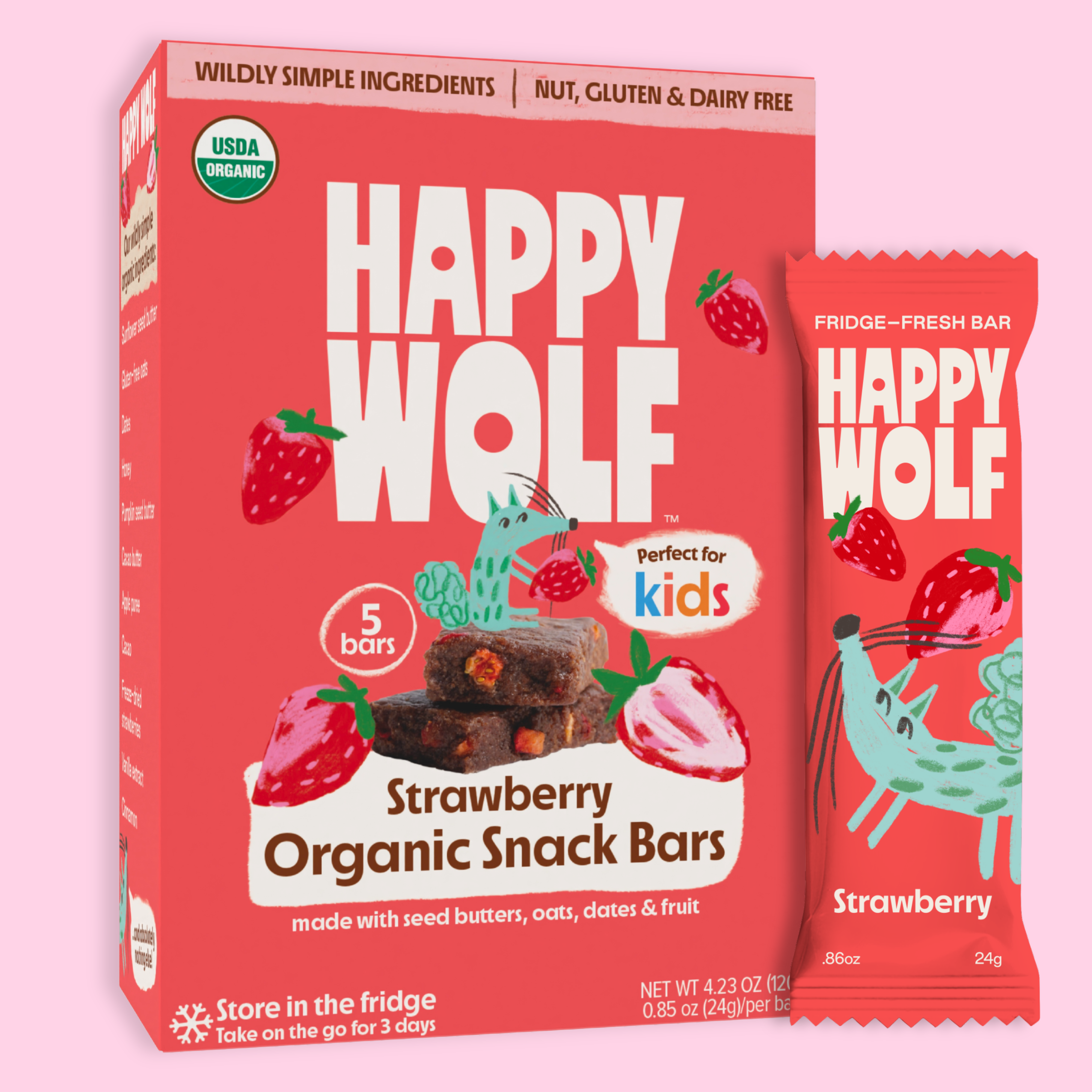 Strawberry Snack Bars – Happy Wolf