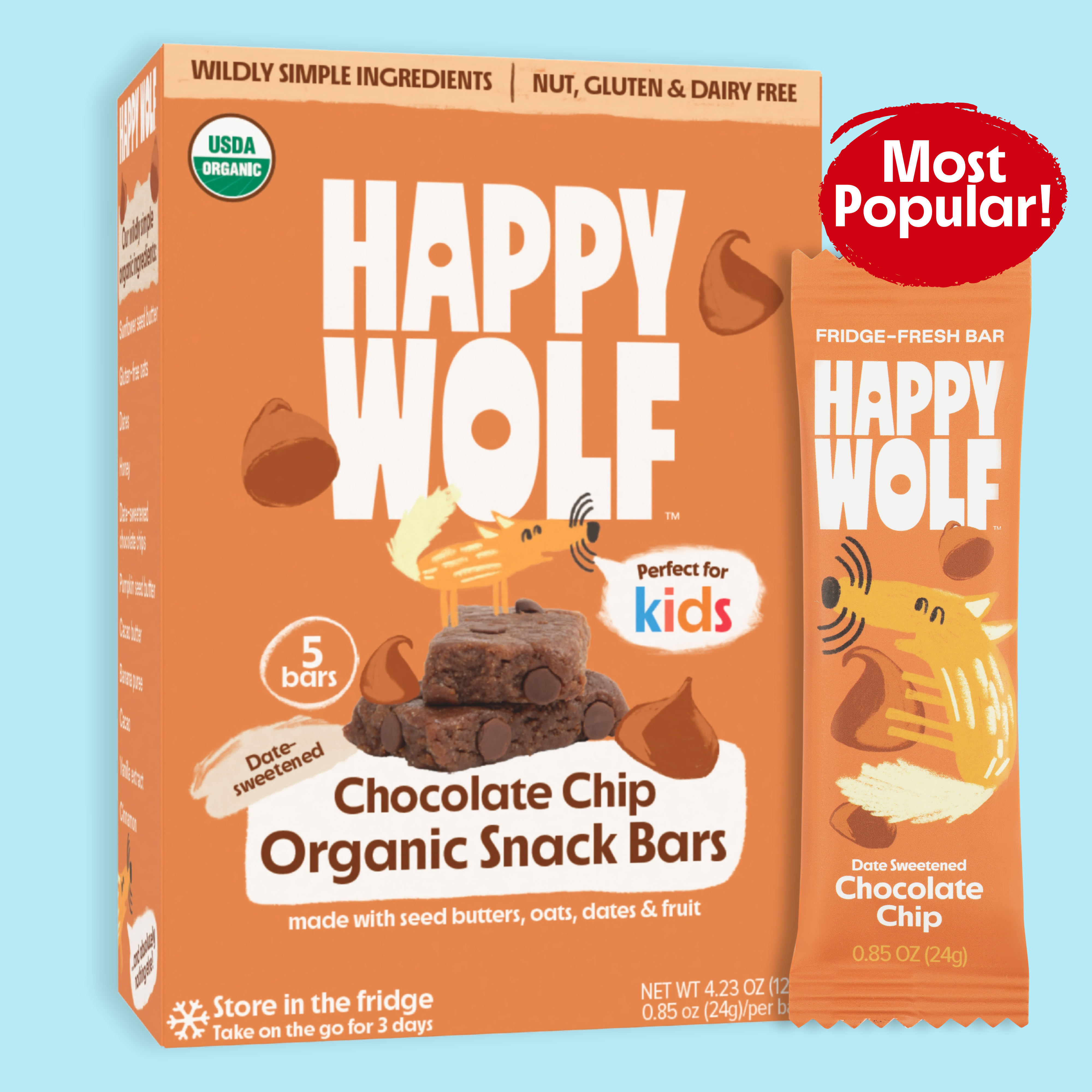 Chocolate Chip Snack Bars – Happy Wolf