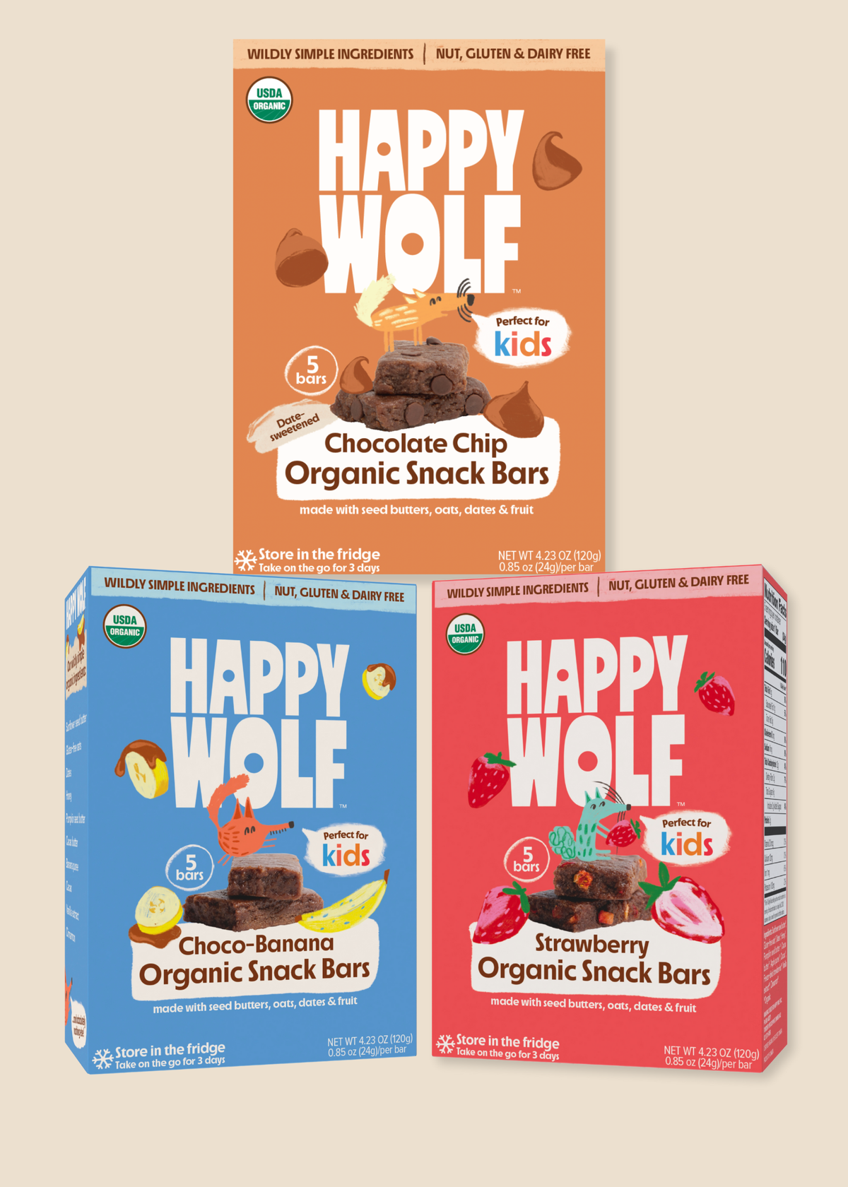 Simple, organic kids snack bars| Happy Wolf